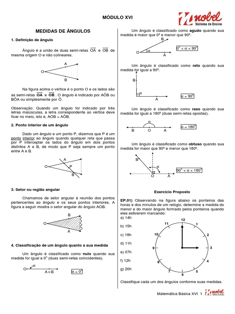 MatBas16 - Medidas de Angulos | Ângulo | Geometria
