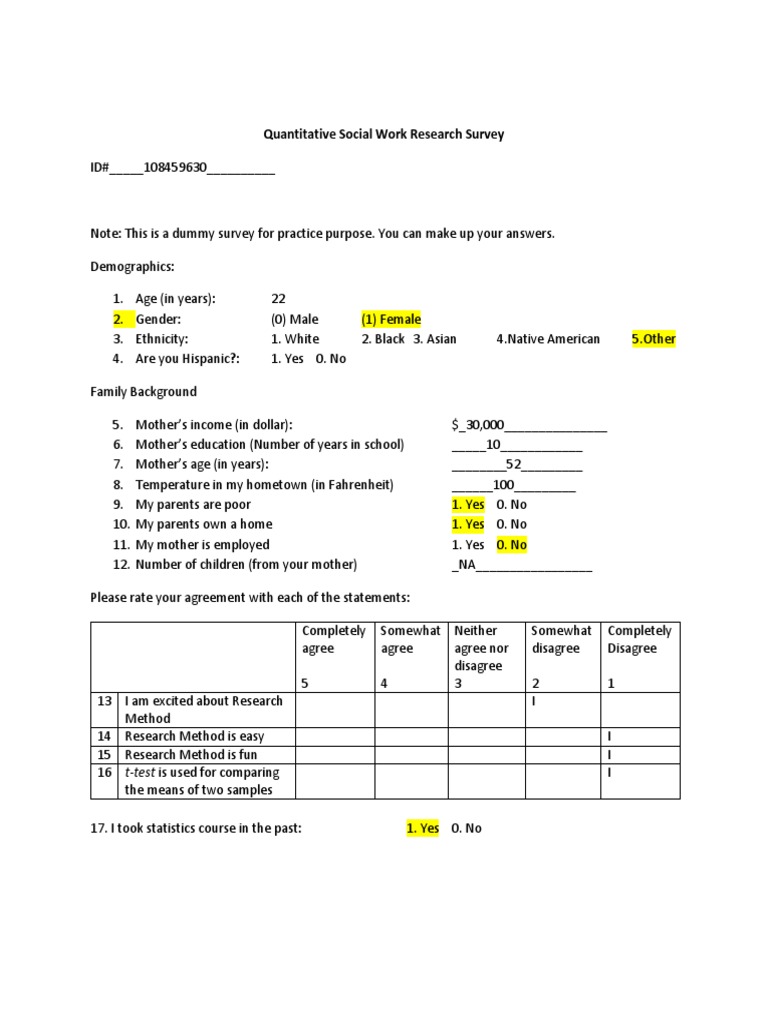 Quantitative Social Work Research Survey | PDF | Science