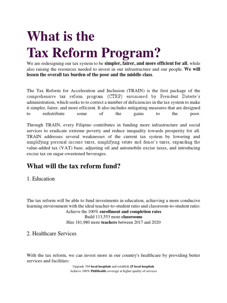 What Is The Tax Reform Program? | PDF | Taxes | Value Added Tax