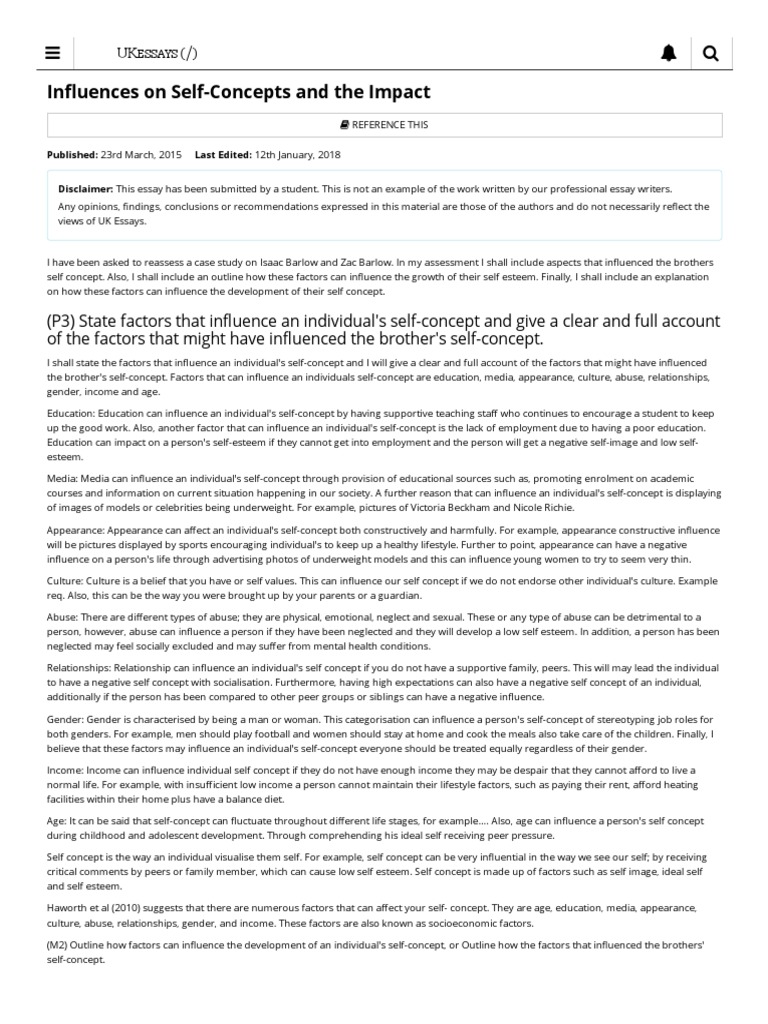 Influences On Self-Concepts and The Impact | PDF | Self Concept | Self