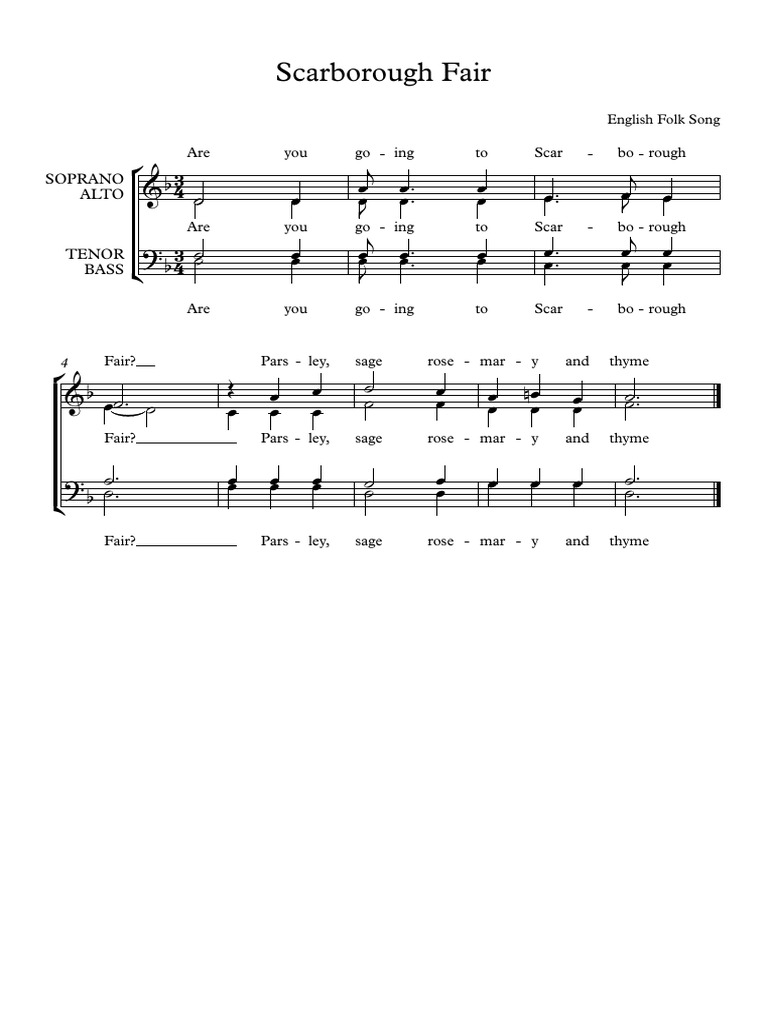 Scarborough Fair Satb - Full Score | PDF