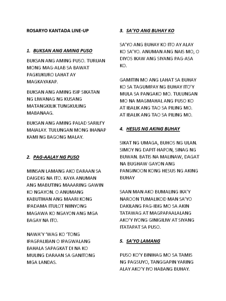 Rosaryo Kantada Line Up | PDF