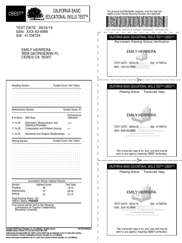 Cbest Results | PDF | Cognition | Cognitive Science