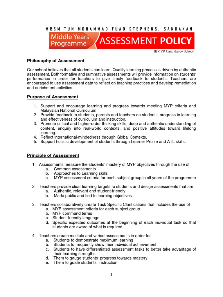 Assessment Policy | PDF | Educational Assessment | Test (Assessment)