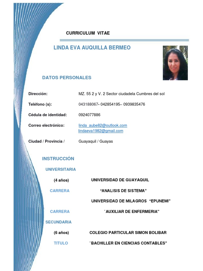 Curriculum Vitae - Docx Linda | Descargar gratis PDF | Enfermería | Bienestar