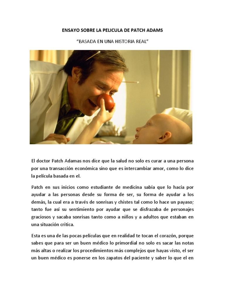 Ensayo Sobre La Pelicula de Patch Adams | Medicina | Amor
