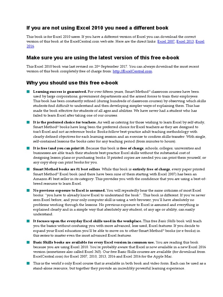 Excel 2010 Basic Skills Complete Ebook | PDF | Microsoft Excel | Books