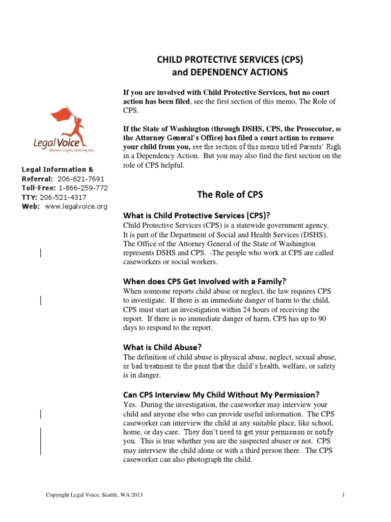 Child Protective Services (CPS) and Dependency Actions | PDF | Legal ...
