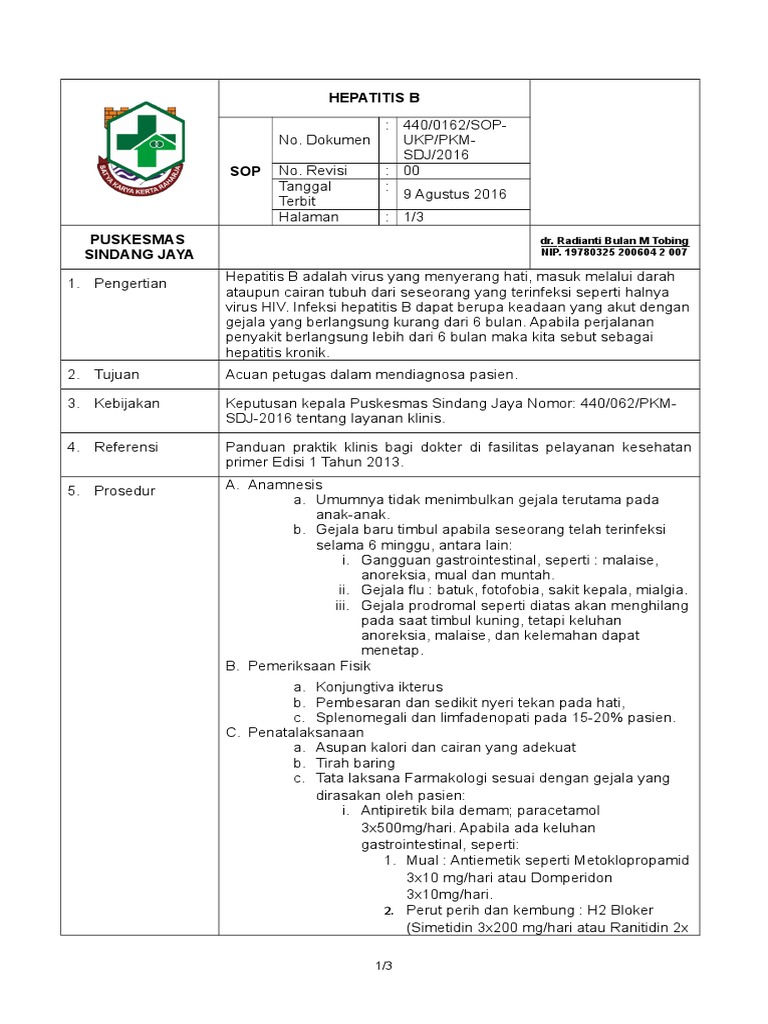 SOP Hepatitis B | PDF | Pengembangan Diri | Kesehatan Holistik