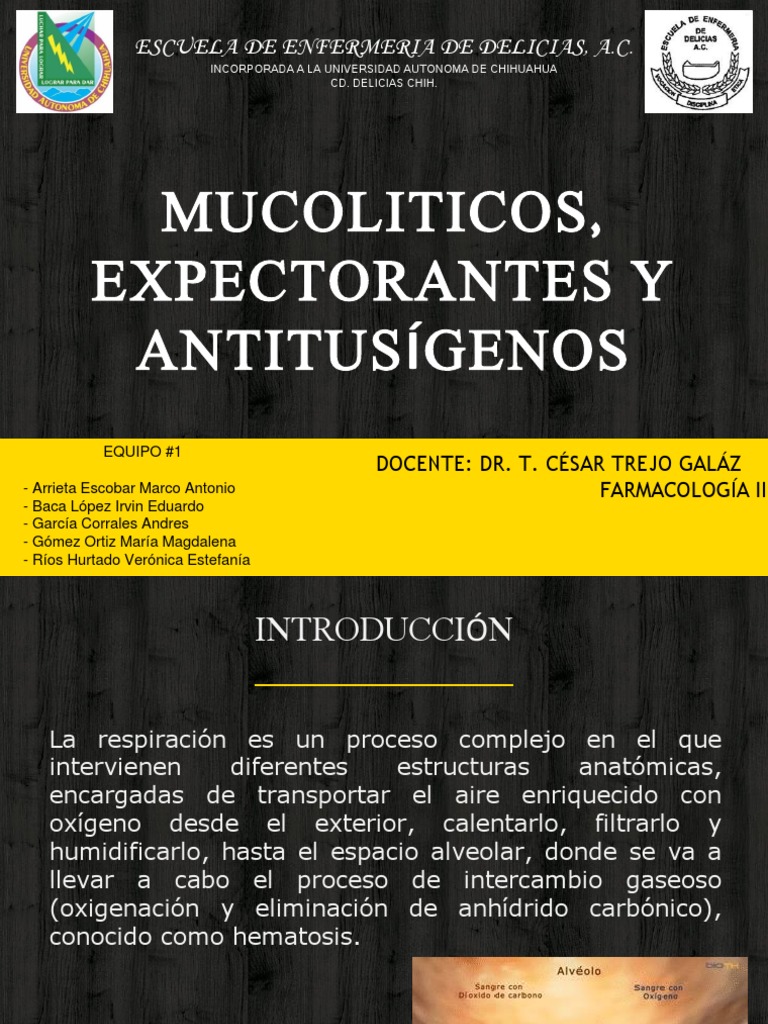 Mucolíticos, Expectorantes y Antitusígenos | Tos | Farmacocinética ...