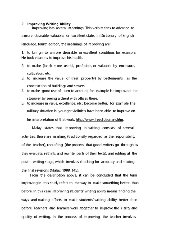 Improving Writing Ability | PDF | Language Education | Teachers