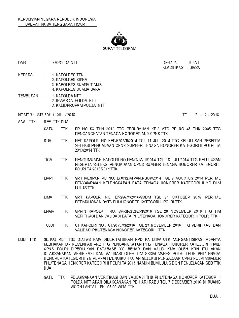 Surat Pemanggilan PHL Kirim | PDF