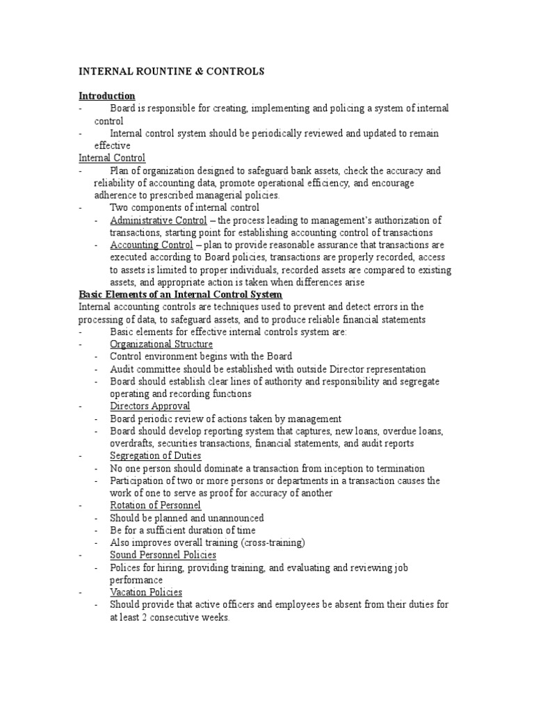 Internal Routine | PDF | Internal Control | Audit