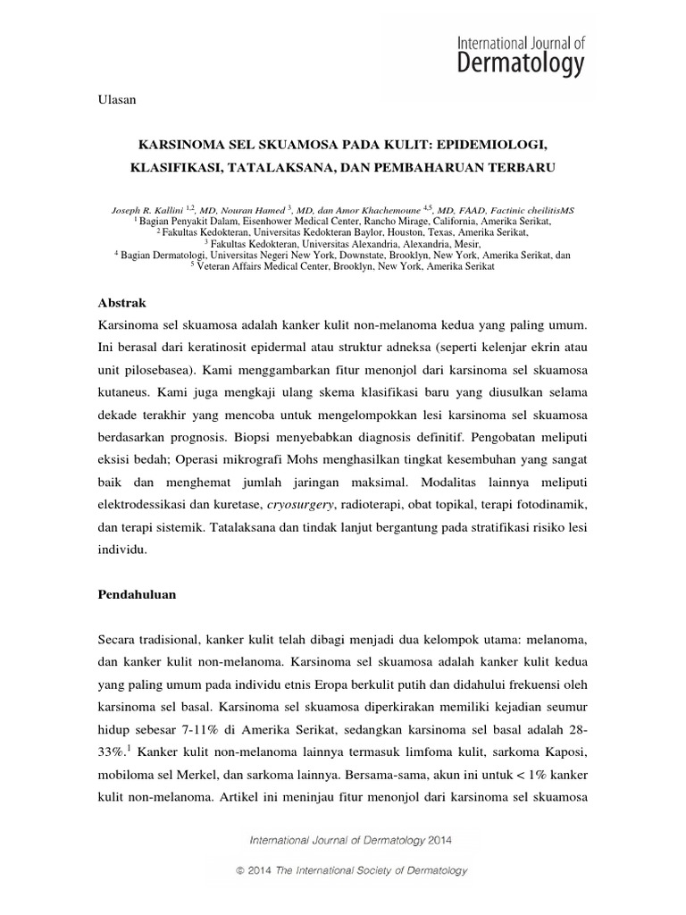 Karsinoma Sel Skuamosa: Epidemiologi dan Tatalaksana | PDF