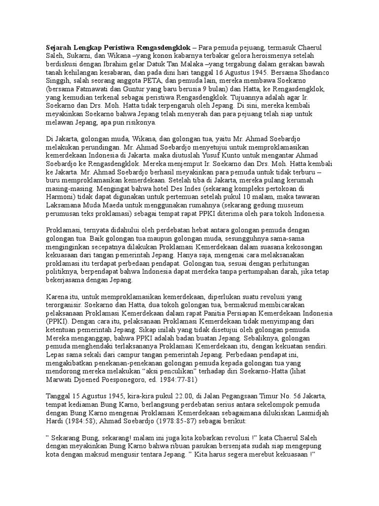 Sejarah Lengkap Peristiwa Rengasdengklok | PDF