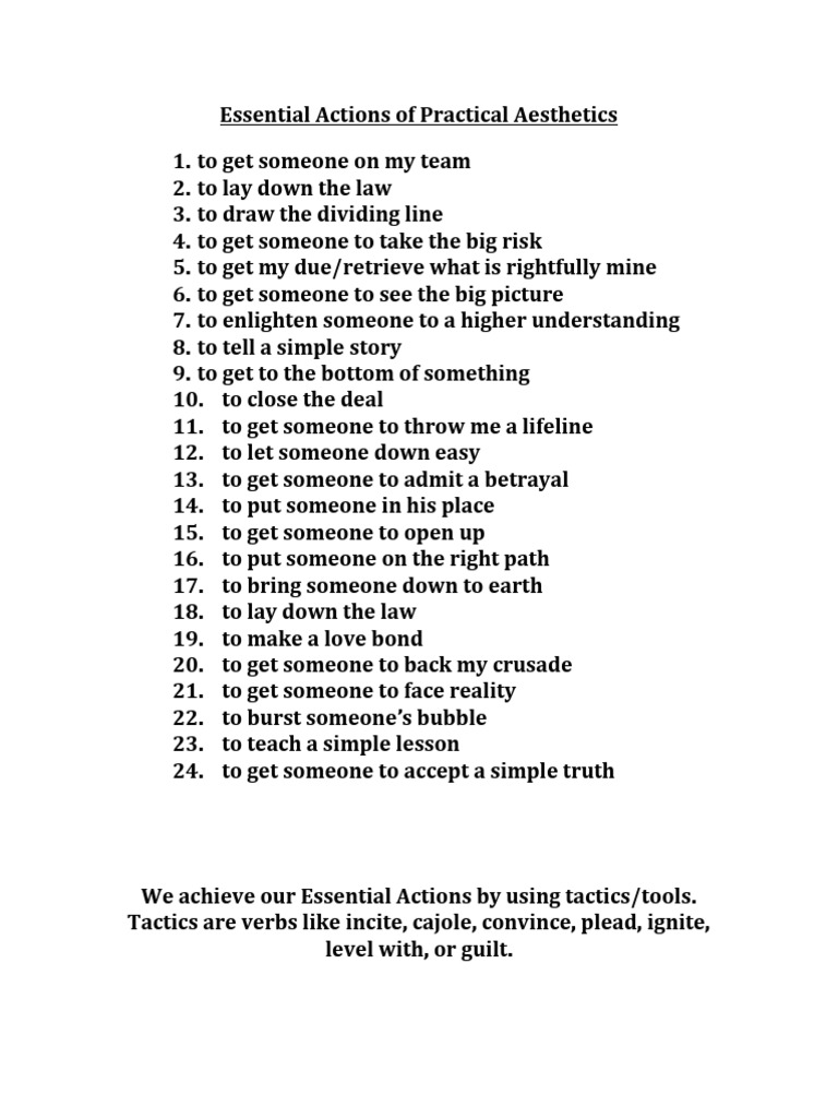 Essential Actions in Practical Aesthetics | PDF | Social Science | Law