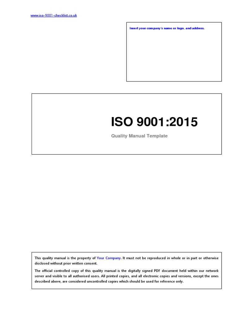 Quality Manual Template Example | PDF | Quality Management System ...