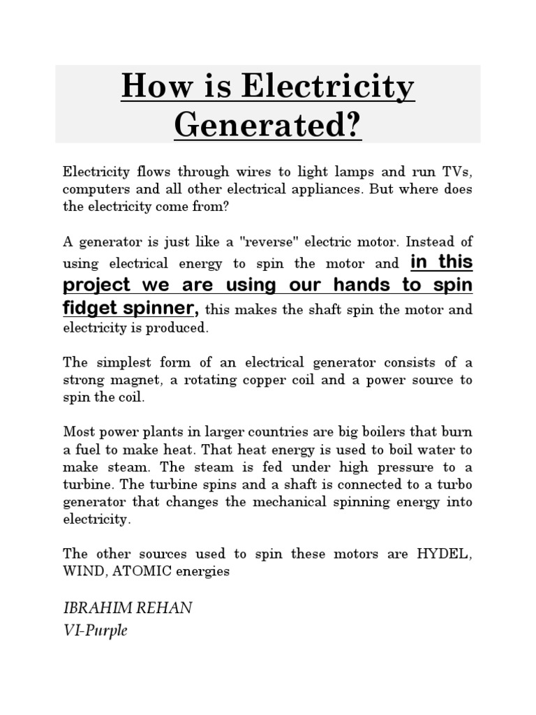 How Is Electricity Generated | PDF