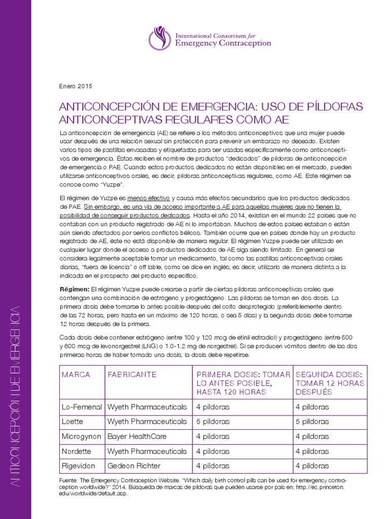 Metodo Yuzpe | Métodos de control de la natalidad | Control de la natalidad