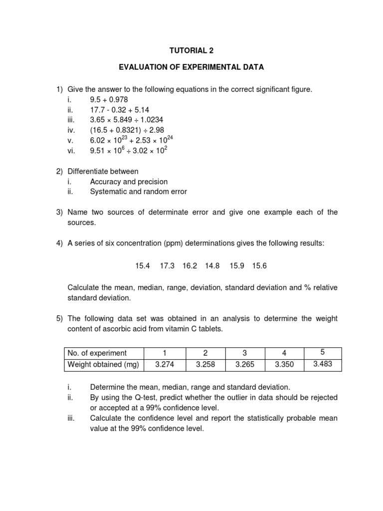 CHM256 - Tutorial 2 | PDF | Outlier | Confidence Interval