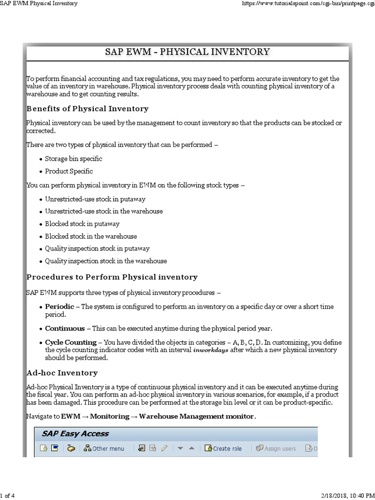 SAP EWM Physical Inventory Process | PDF | Warehouse | Inventory