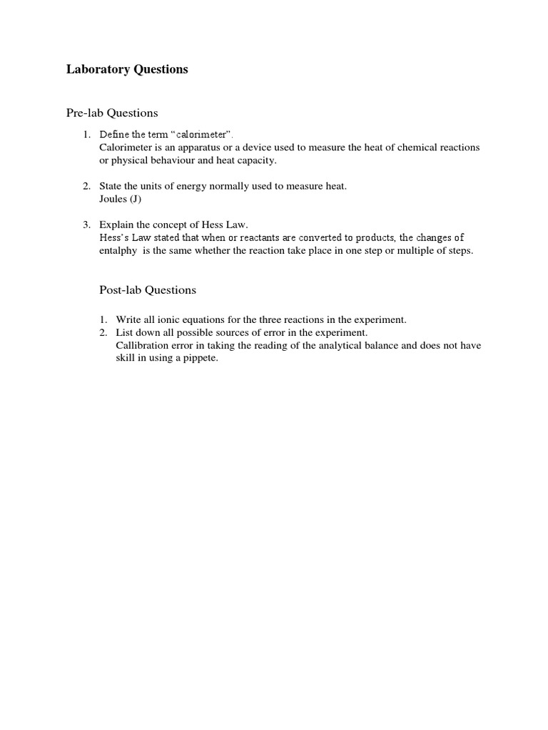 Laboratory Questions | PDF