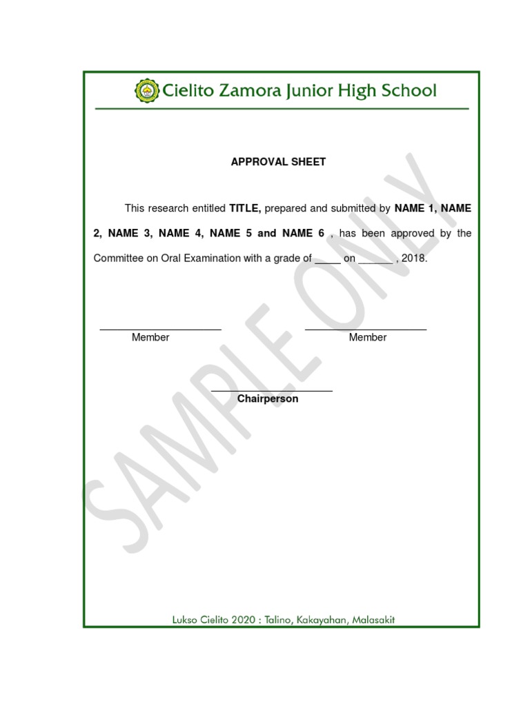 Research Approval Sheet Template | PDF