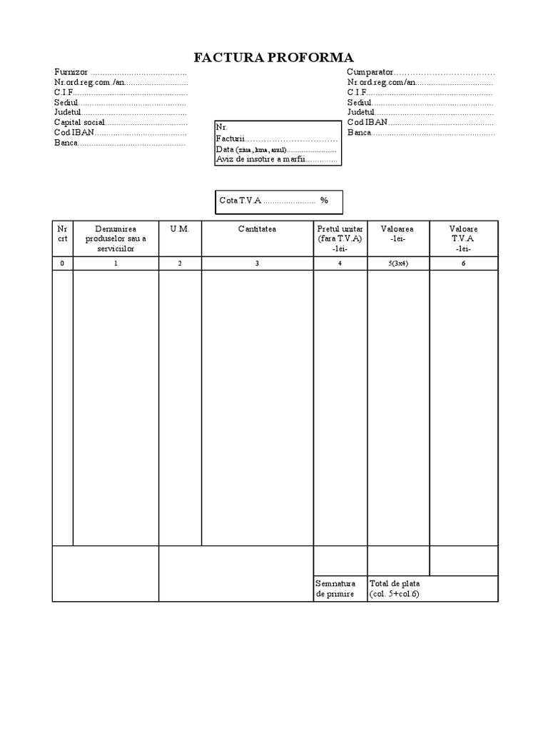 Model Factura Proforma | PDF