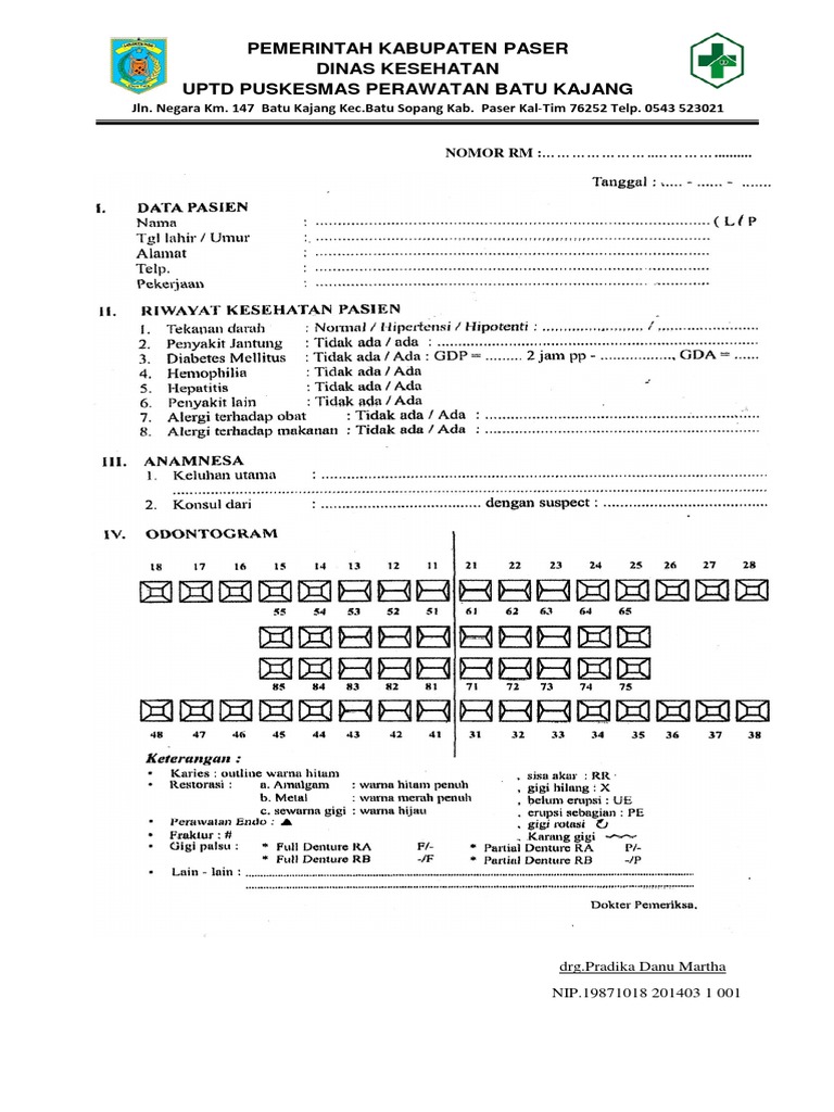 Lembar Odontogram | PDF
