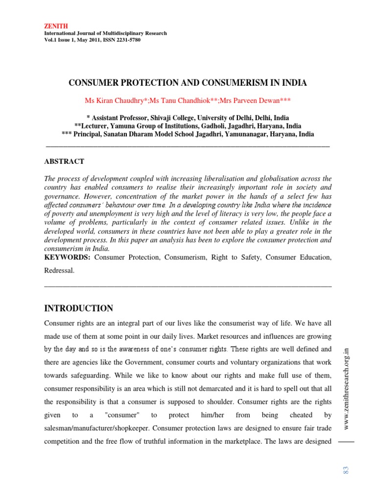 Consumer Protection And Consumerism In India Pdf Consumer