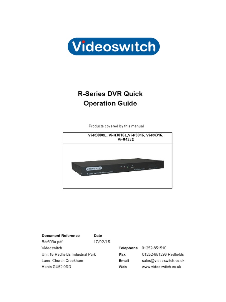R Series DVR Quick Guide (Bdr603a) | PDF | Electromagnetic Interference ...