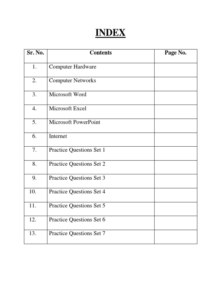 Index: Sr. No. Page No | PDF