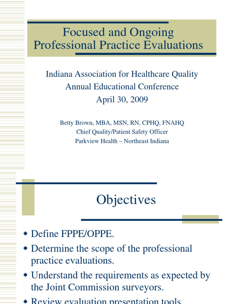 FPPE and OPPE Definitions Explained | PDF | Physician | Joint Commission