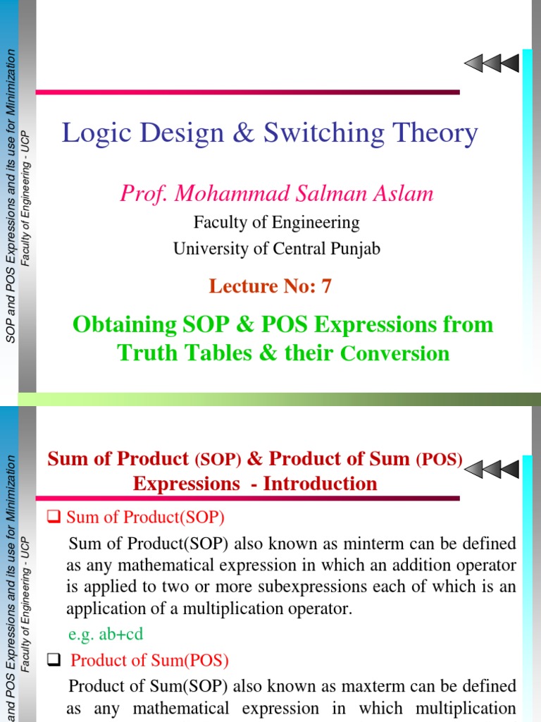 SOP and POS Expressions Overview | PDF | Formalism (Deductive) | Logic