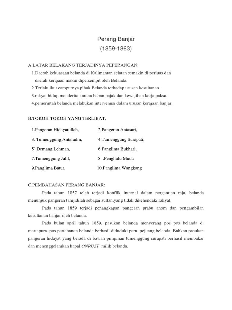 Perang Banjar Dan Riau ANGKAT Senjata | PDF