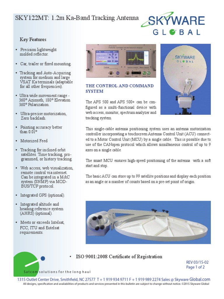 Tracking Antenna Spec Sheet | PDF | Communications Satellite | Antenna ...