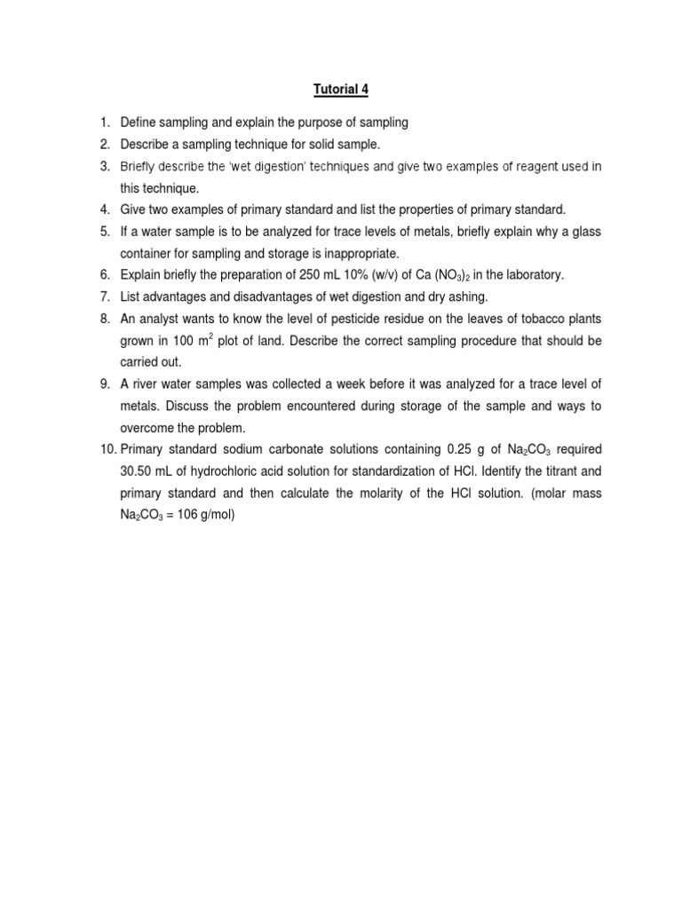 CHM256 - Tutorial 4 PDF | PDF | Science & Mathematics