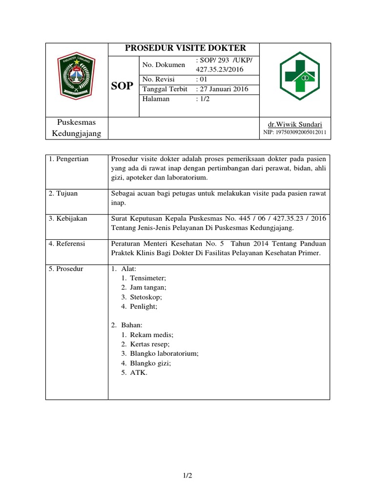 Sop Visite Dokter | PDF