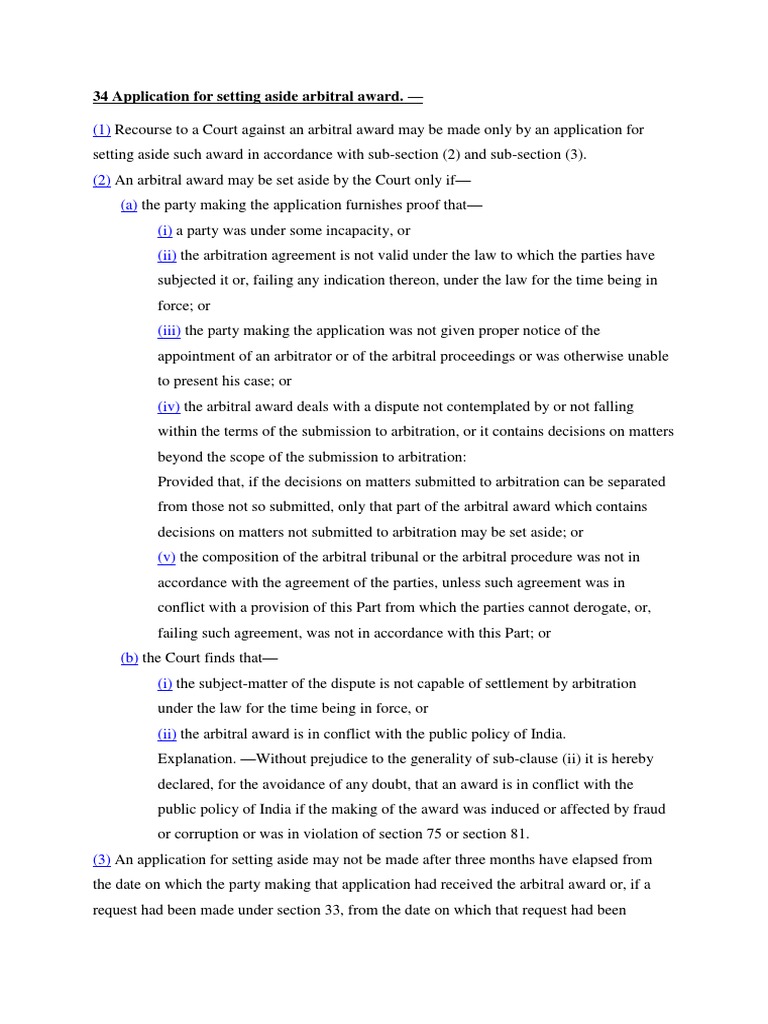 34 Application For Setting Aside Arbitral Award | Download Free PDF ...