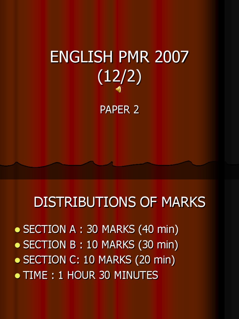 English PMR Exam Guide | PDF | Language Arts & Discipline