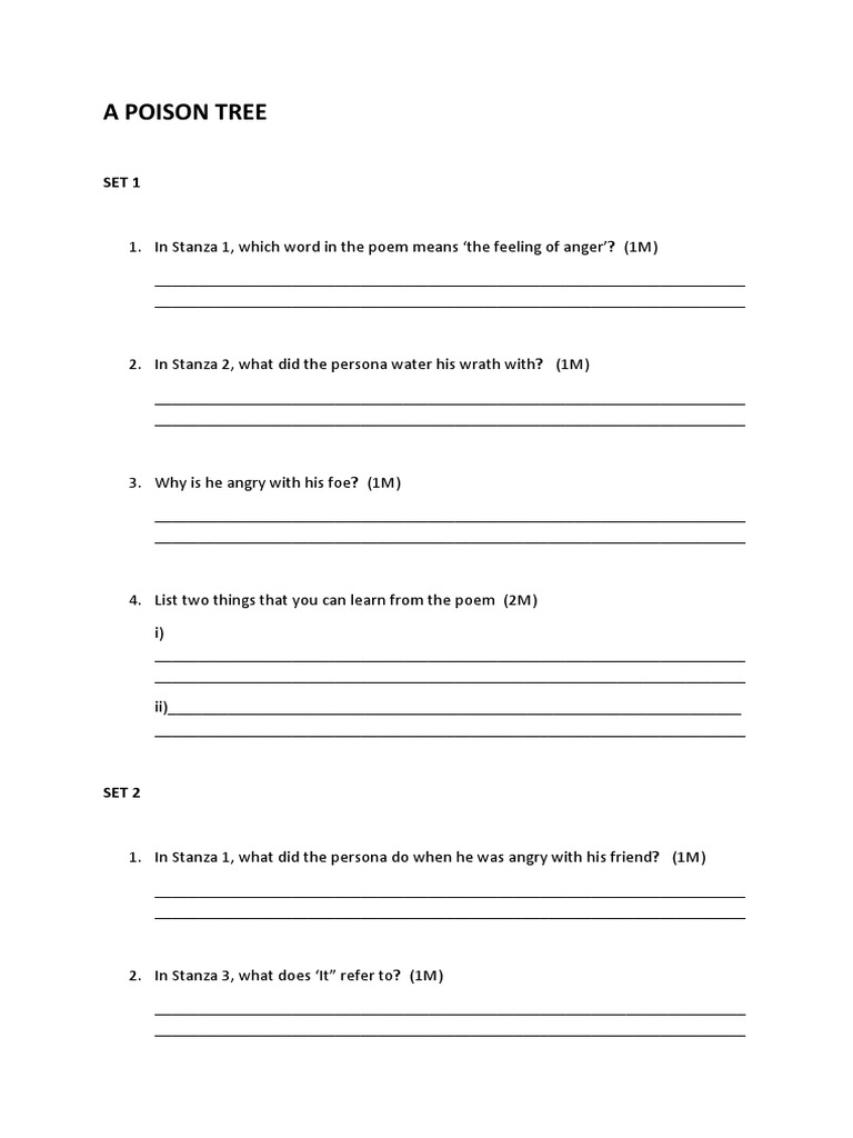 A Poison Tree | PDF | Anger