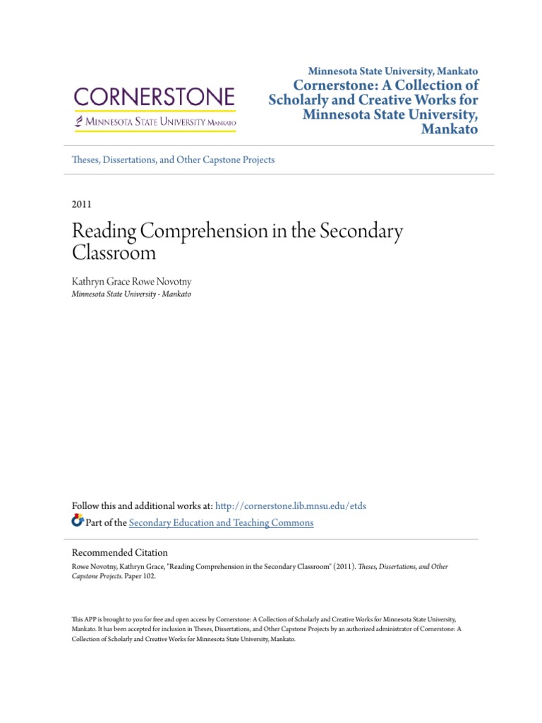 Reading Comprehension in The Secondary Classroom | PDF | Reading ...