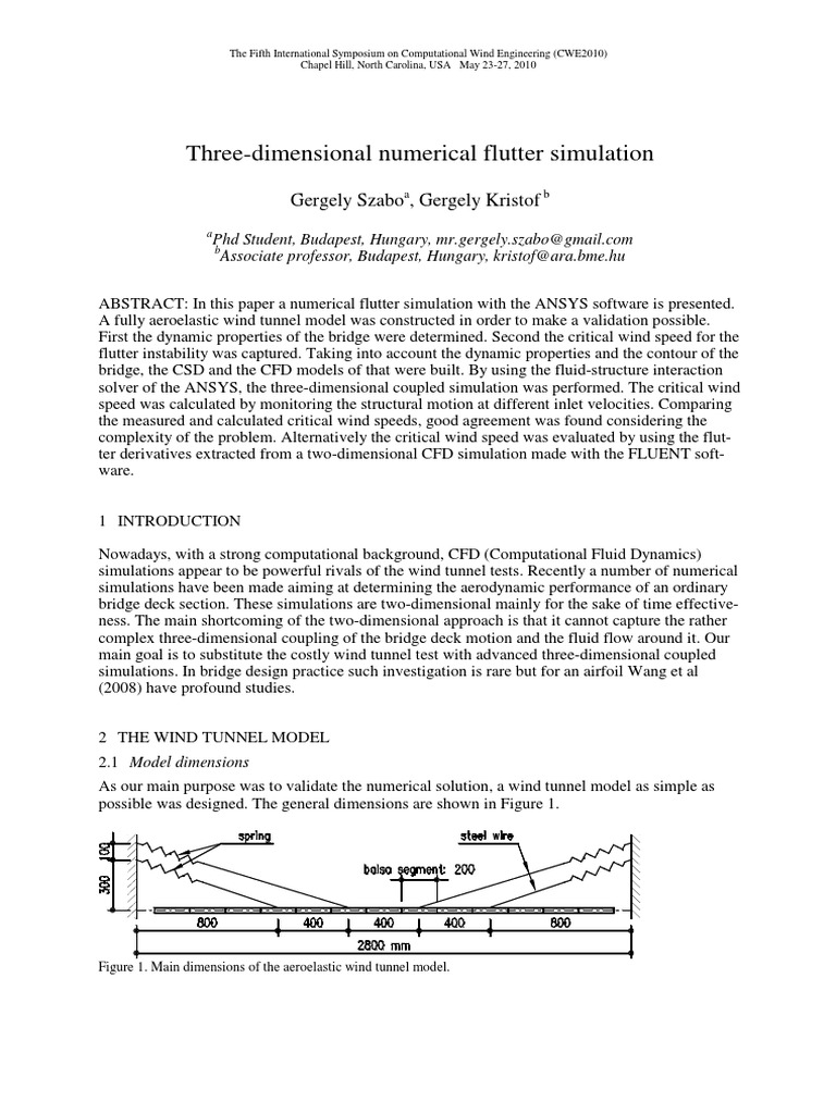 Three-Dimensional Numerical Flutter Simulation: Gergely Szabo, Gergely Kristof | PDF ...