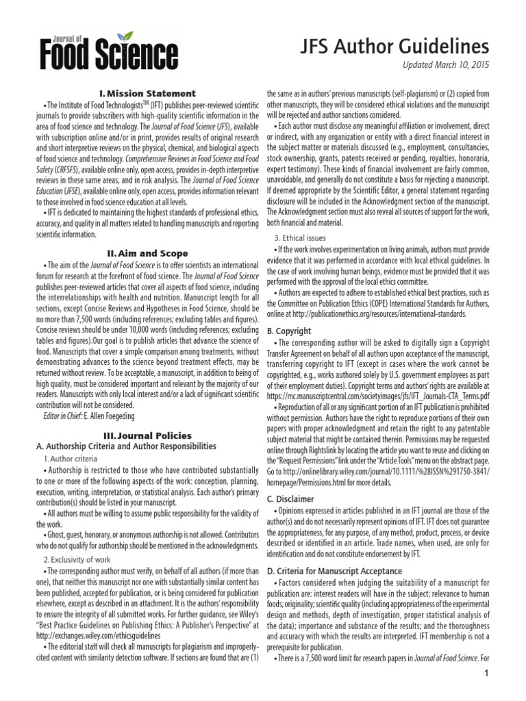 Jfs Author Guidelines 2015 | PDF | Citation | Toxin