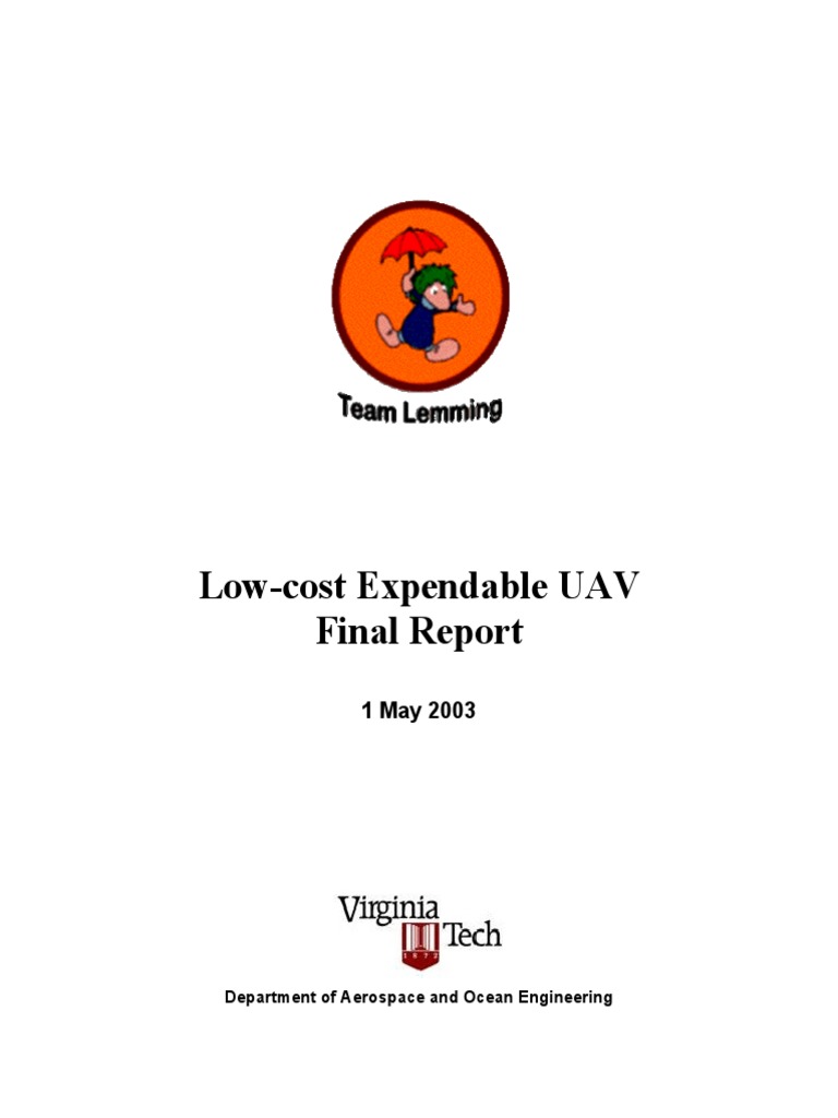 Low-Cost Expendable UAV Final Report: Department of Aerospace and Ocean ...