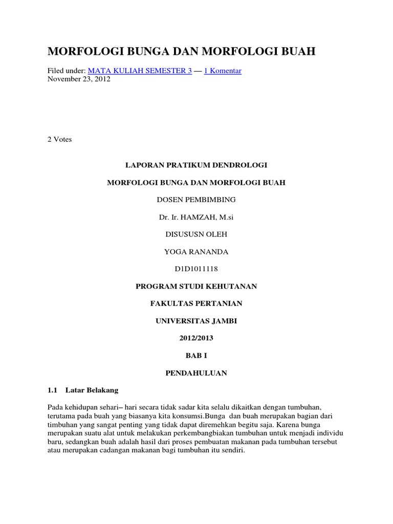 MORFOLOGI BUNGA DAN MORFOLOGI Part | PDF