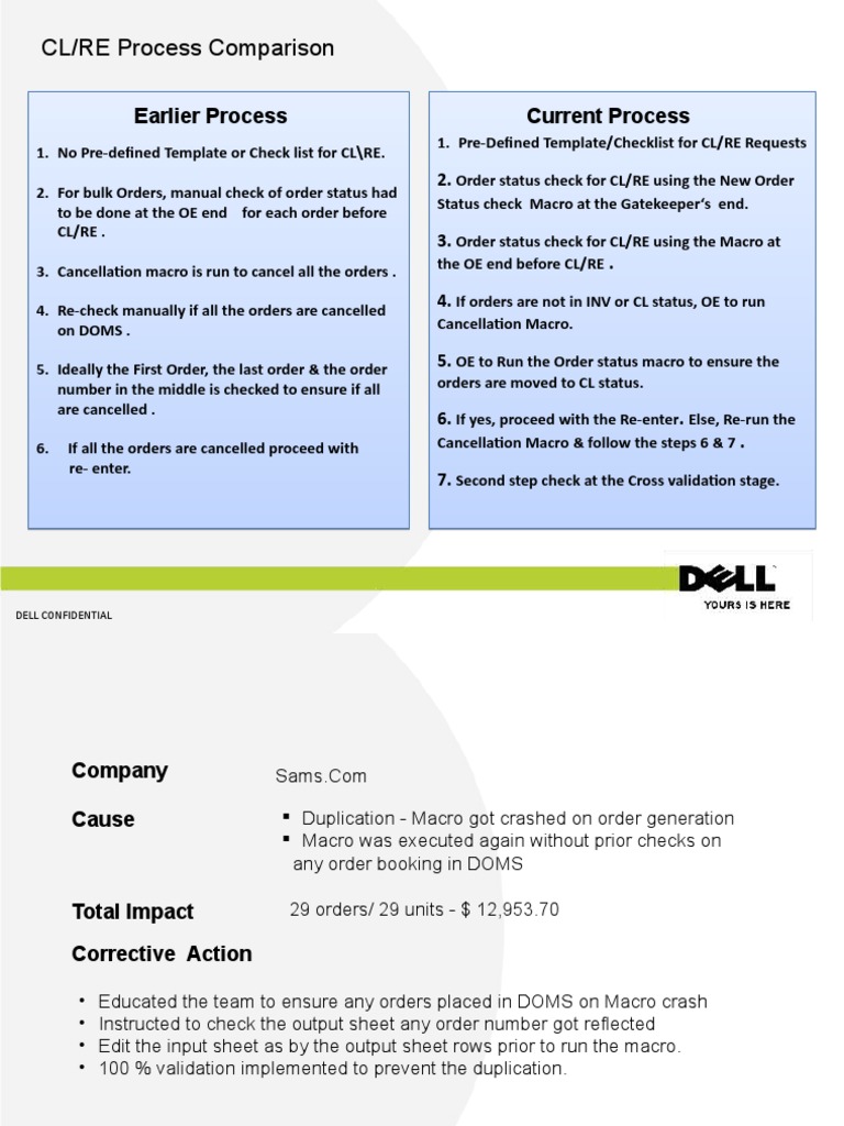 CL/RE Process Comparison: Earlier Process Current Process | PDF ...