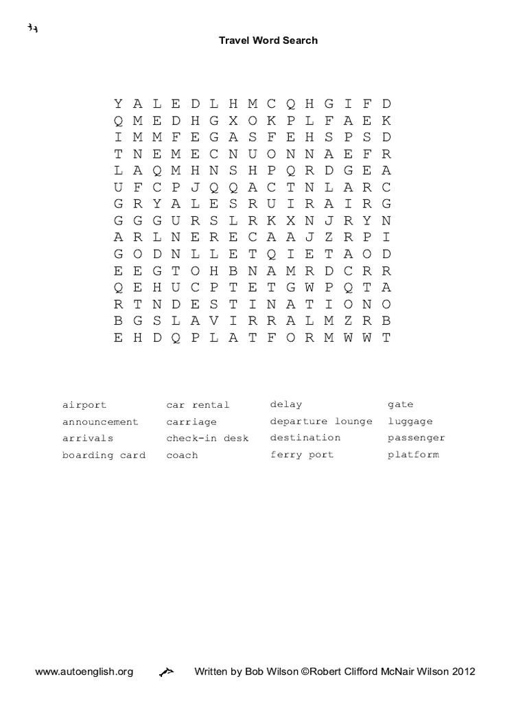 Travel Word Search | PDF | Transport | Aviation