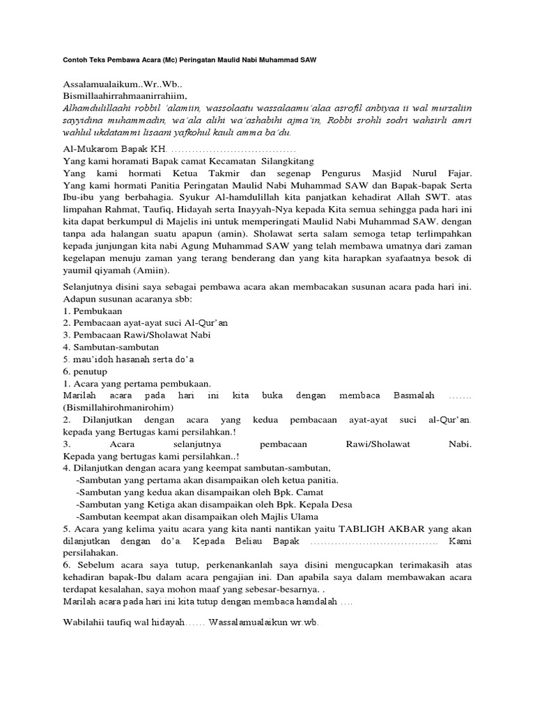 Contoh Teks Pembawa Acara | PDF