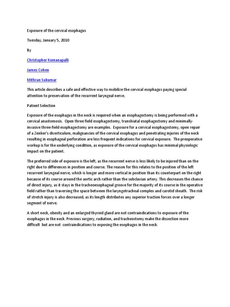 Esofagostomia Cervicala | PDF | Common Carotid Artery | Neck